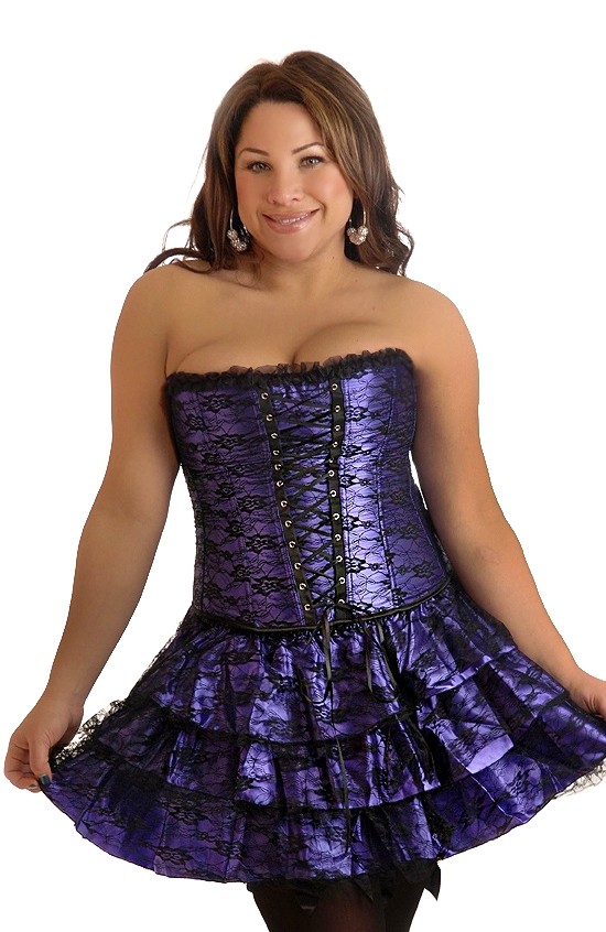 Plus Size Purple Lace Corset Dress
