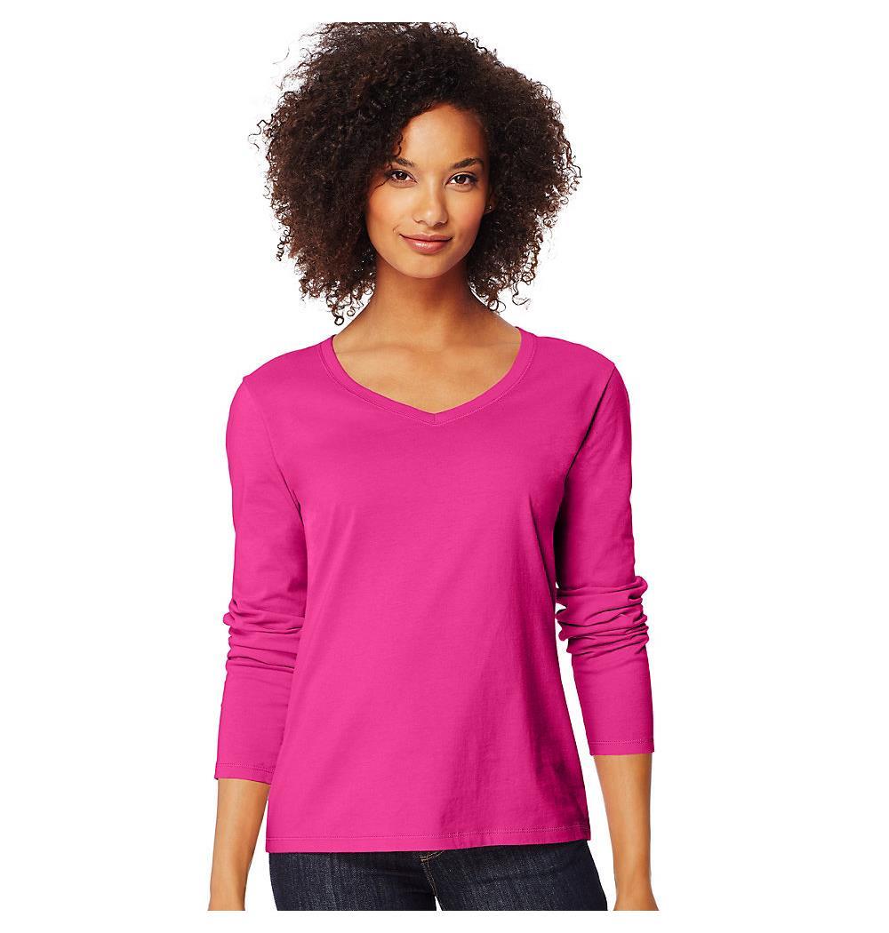 Hanes Women's Long-Sleeve V-Neck T-Shirt - SpicyLegs.com Hanes Women's Long-Sleeve V-Neck T-Shirt - SpicyLegs.com