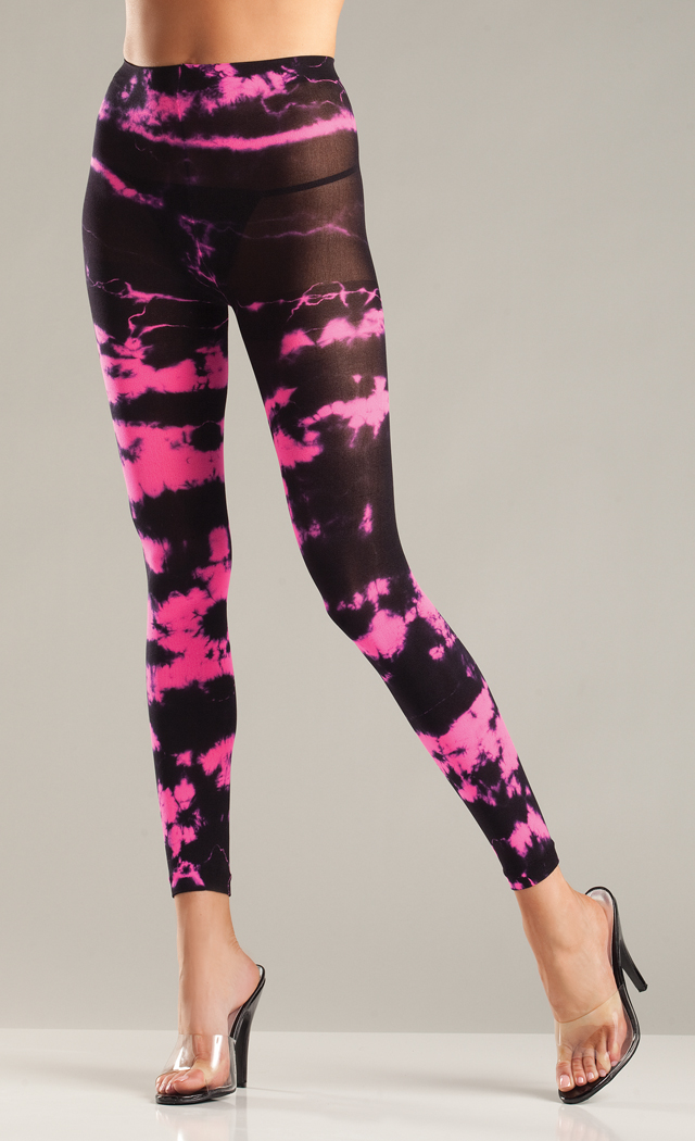 Neon Pink Tie Dye Footless Tights