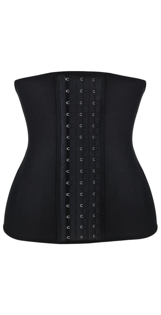 Black Steel Boned Latex Shaper Waist Training Corset - SpicyLegs.com