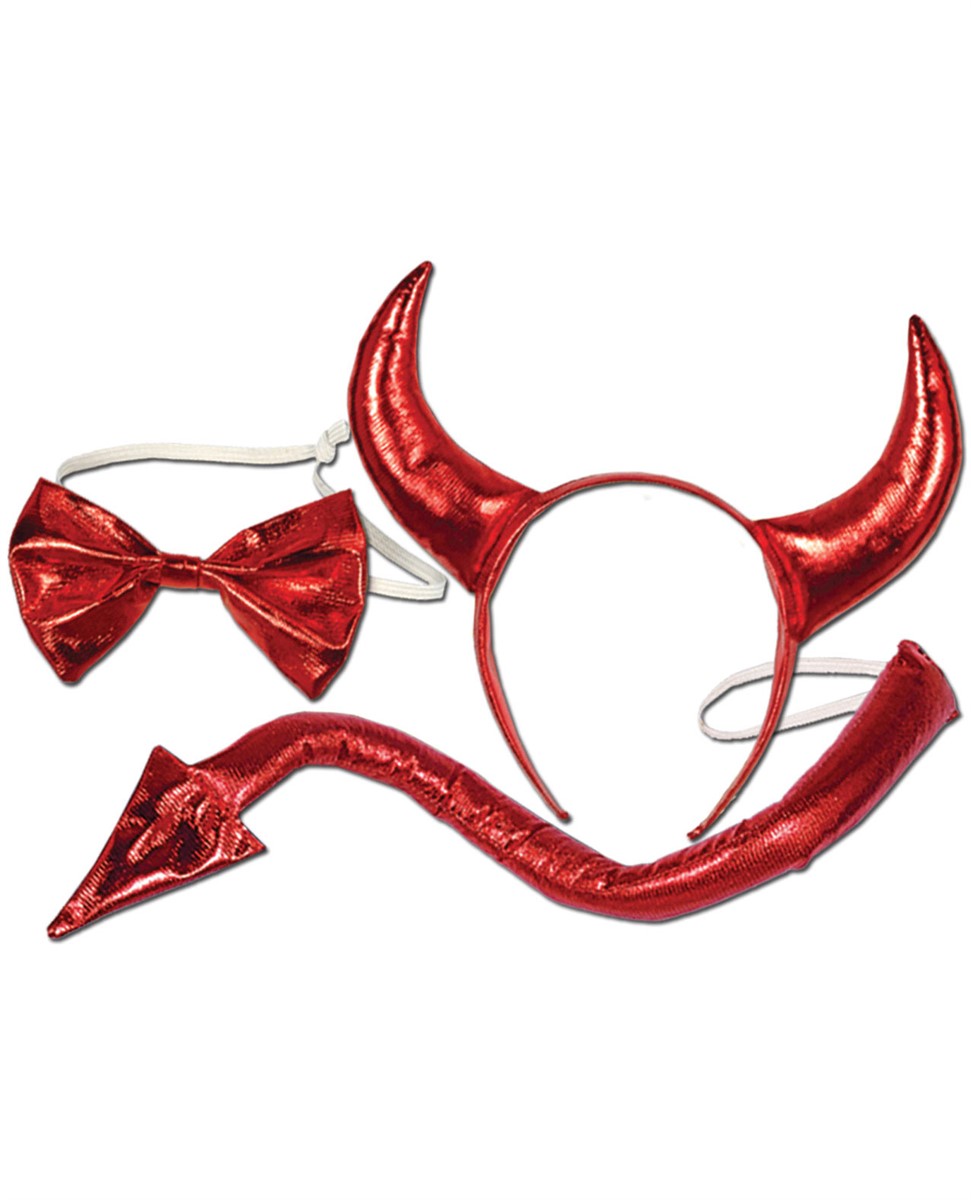 3 pc devil set - horns, bow tie and tail - SpicyLegs.com