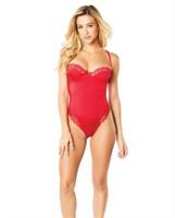 Spank Me Strap-Back Lace Teddy Red - SpicyLegs.com
